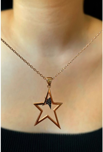 Firizon 925 Ayar Yıldız Rose Gümüş Kolye