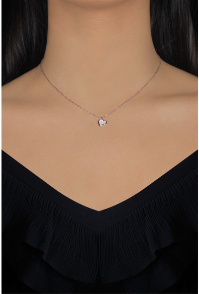 Firizon 925 Ayar Rose Zirkon Taşlı Kadın Gümüş Kolye