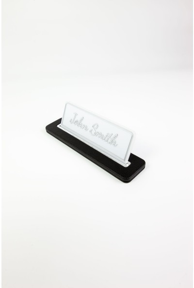 Turgut Office Deri Masa Isimliği Siyah Krom Detaylı Turgut Office Deri Masa Isimliği Siyah Krom Detaylı