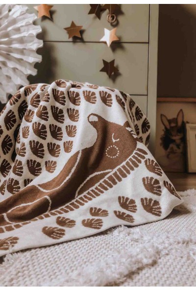 Cigit Zürafa Desen Triko Battaniye 80X100 cm Kahve Cigit Zürafa Desen Triko Battaniye 80X100 cm Kahve