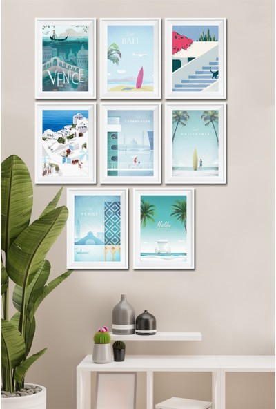 Cadran 8 Parçalı Çerçeve Görünümlü Mdf Tablo Seti SMN014