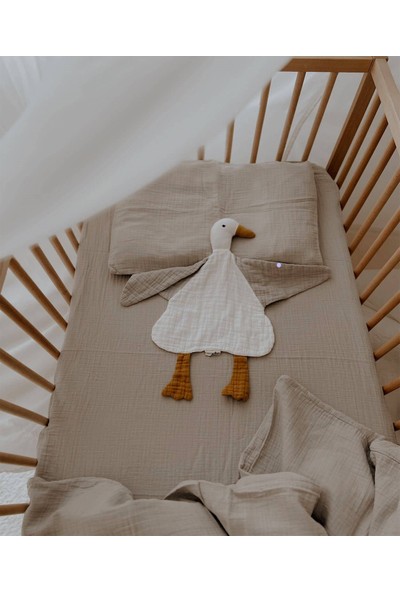 Cigit Ördek Müslin Uyku Arkadaşı (Yıkanmıştır) 35X35 cm Ekru-Gri