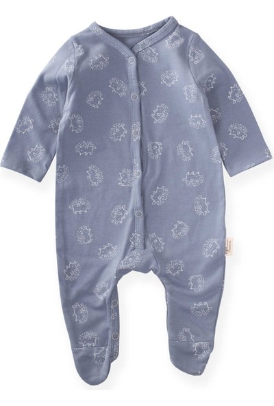 Cigit Desenli Ayaklı Tulum 0-1 Yaş Indigo Mavi