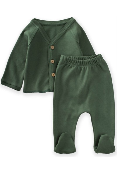 Ayaklı Hırkalı Takım 0-9 Ay Haki Yeşil