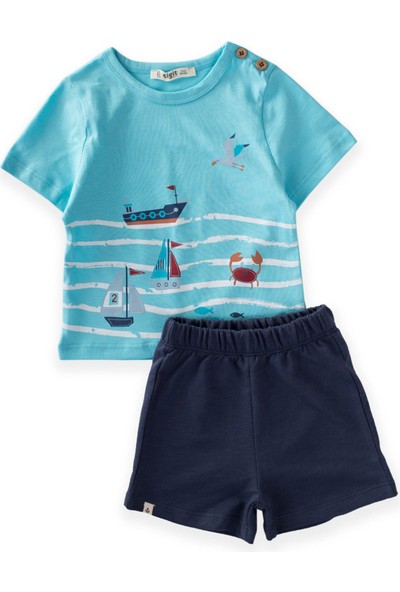 Yelken Baskılı Kaprili Takım 1-5 Yaş Turkuaz