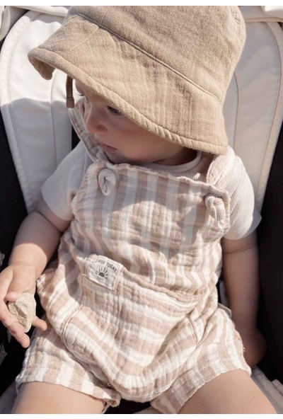 Cigit Bohem Çizgili Müslin Tulum 0-4 Yaş Kahve