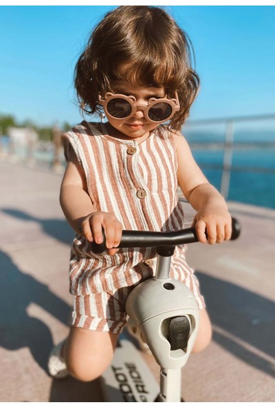 Cigit Çizgili Müslin Tulum 0-3 Yaş Kırmızı