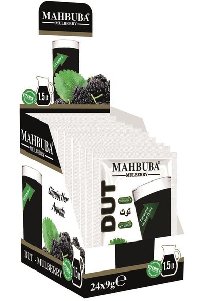 Mahbuba Dut Aromalı Toz içecek 24 x 9 gr Soğuk Veya Sıcak Tüketilebilir Mahbuba Dut Aromalı Toz içecek 24 x 9 gr Soğuk Veya Sıcak Tüketilebilir