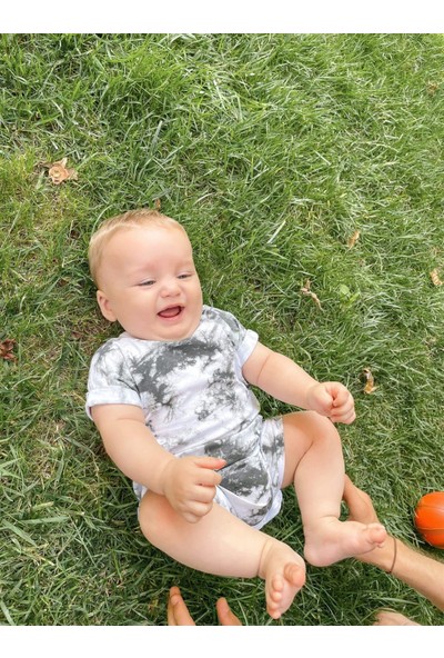 Cigit Batik Baskılı Yaka Garnili Tulum 0-3 Yaş Yeşil Batik