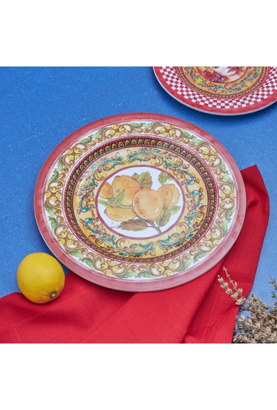 Karaca Letizia Red Lemon Servis Tabağı 28 cm Karaca Letizia Red Lemon Servis Tabağı 28 cm