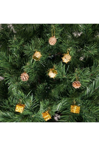 Pazariz Yılbaşı Çam Ağacı Altın Davullu Süs Seti 12'li