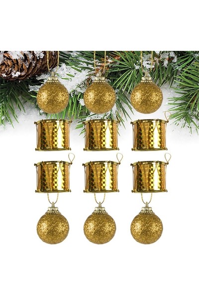 Pazariz Partiyılbaşı Karışık Ağaç Süsü Altın 12'li