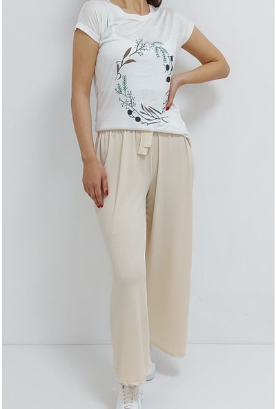 Zavanza Büyük Beden Bol Paça Pantolon Taş Zavanza Büyük Beden Bol Paça Pantolon Taş