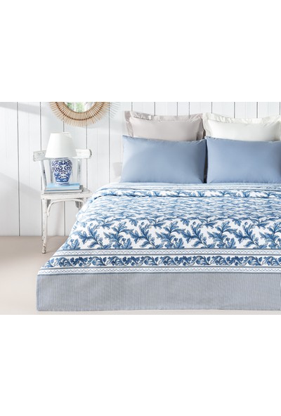 Madame Coco Armand Tek Kişilik Baskılı Pike - Mavi Madame Coco Armand Tek Kişilik Baskılı Pike - Mavi