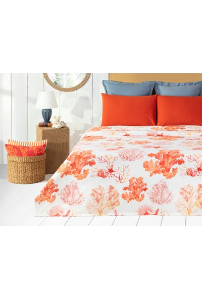 Madame Coco Audra Çift Kişilik Baskılı Pike - Turuncu