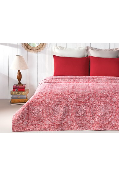 Madame Coco Fanya Çift Kişilik Baskılı Pike - Kırmızı