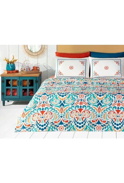 Madame Coco Anton Tek Kişilik Baskılı Pike Takımı - Turkuaz Madame Coco Anton Tek Kişilik Baskılı Pike Takımı - Turkuaz