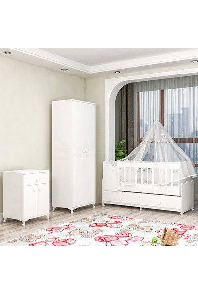 Garaj Home Pırlanta Yıldız 2 Kapaklı Bebek Odası Takımı Beyaz - Kombinli-Uyku Seti-Mavi Garaj Home Pırlanta Yıldız 2 Kapaklı Bebek Odası Takımı Beyaz - Kombinli-Uyku Seti-Mavi