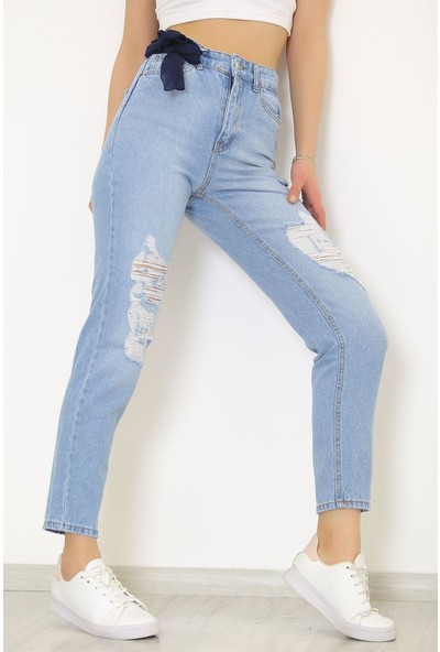 Modaymış Yırtıklı Kot Pantolon Açıkmavi - 1209.392.