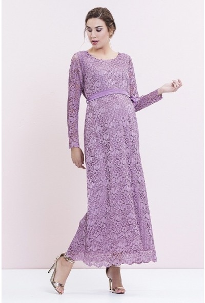 Dantel Uzun Abiye Hamile Elbise