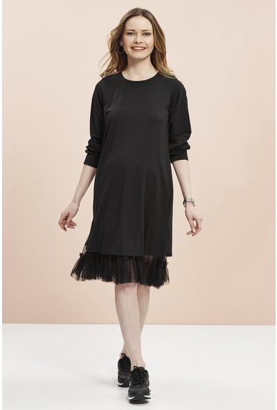 Even Fashion Etek Ucu Fırfırlı Kısa Hamile Elbise