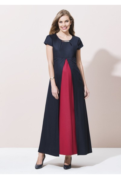 Even Fashion Metal Aksesuarlı Kısa Kollu Uzun Hamile Elbise Even Fashion Metal Aksesuarlı Kısa Kollu Uzun Hamile Elbise