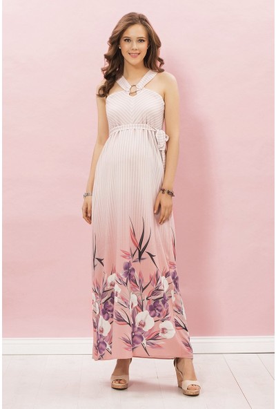 Even Fashion Halka Aksesuarlı Uzun Hamile Elbise