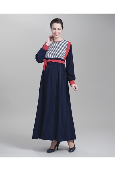 Even Fashion Çizgili Uzun Hamile Elbise