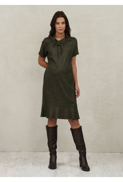 Eteği Volanlı Kısa Hamile Elbise