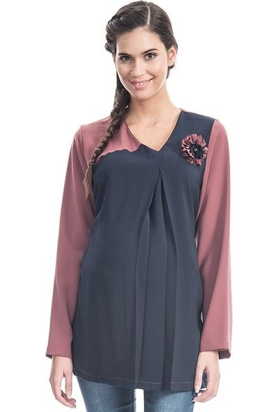 Asimetrik Yaka Detaylı Hamile Bluz