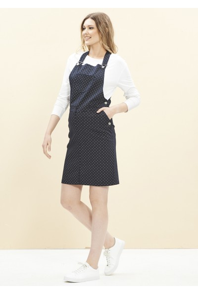 Çıtır Desen Hamile Etekli Salopet Lacivert Çıtır Desen Hamile Etekli Salopet Lacivert