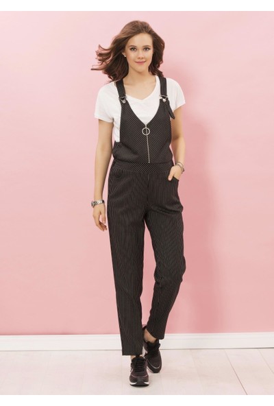 Çizgili Kumaş Hamile Salopet