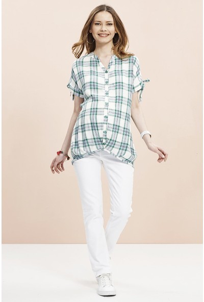 Ekose Hamile Gömlek Yeşil