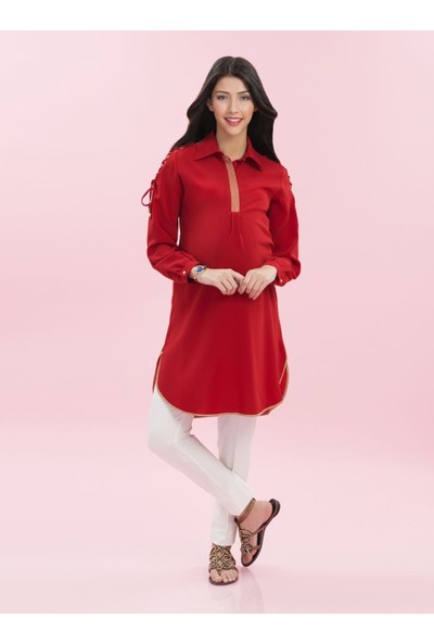 Kolu Bağcık Detaylı Hamile Bluz Kolu Bağcık Detaylı Hamile Bluz