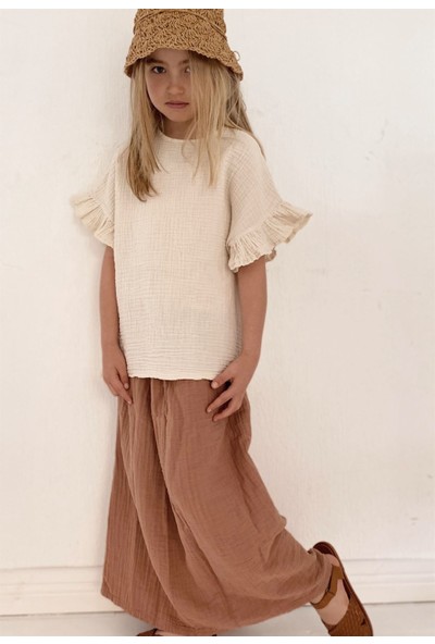 Oversize Bohem Bluz Uzun Etekli Takım 2-8 Yaş Krem Oversize Bohem Bluz Uzun Etekli Takım 2-8 Yaş Krem