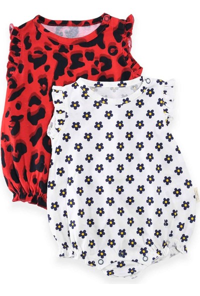 Cigit Desenli Zıbın 0-18 Ay Kırmızı Leopar-Papatya Çiçek