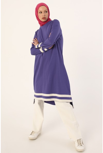 Kolu ve Eteği Çizgili Pike Tunik