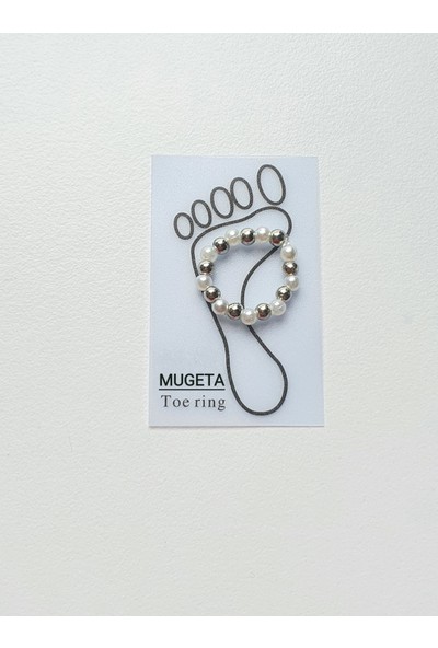 Mugeta Incili ve Gümüş Boncuklu Ayak Parmak Yüzüğü Mugeta Incili ve Gümüş Boncuklu Ayak Parmak Yüzüğü