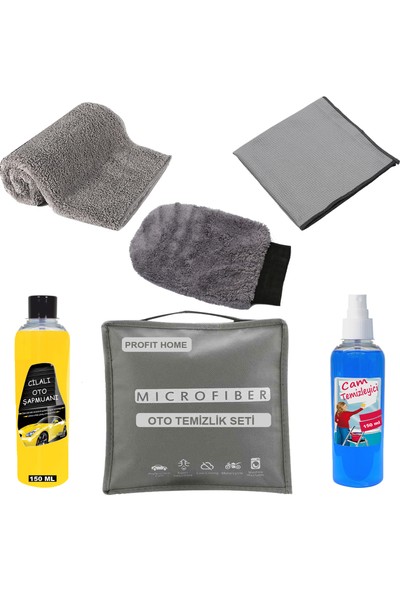 Profithome Oto Temizlik Bez Seti, Çantalı Mikrofiber Bez Seti