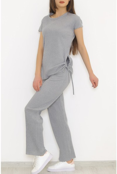 Modaymış Yan Büzgülü Fitilli Takım Koyugri - 9069.1567.