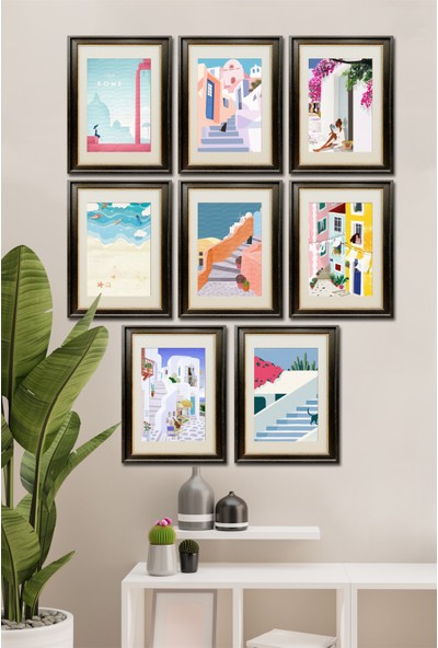 Cadran 8 Parçalı Çerçeve Görünümlü Mdf Tablo Seti SMN037