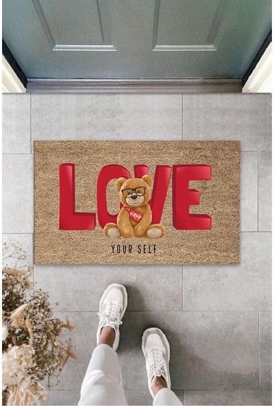 Daha Yok Mu Kahverengi Kapı Önü Paspası Love Ayıcık Desen K-3252 Daha Yok Mu Kahverengi Kapı Önü Paspası Love Ayıcık Desen K-3252