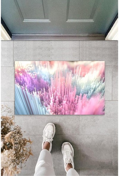 Daha Yok Mu Pembe Kapı Önü Paspası Çoklu Çubuklar Desen K-3206