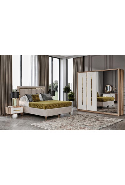Viento Mobilya Sanat Sürgülü ve Aynalı %100 Mdf Yatak Odası Takımı