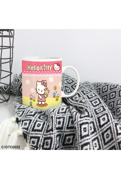 Napoli Home Hello Kitty Baskılı Pembe Porselen Kupa Bardak