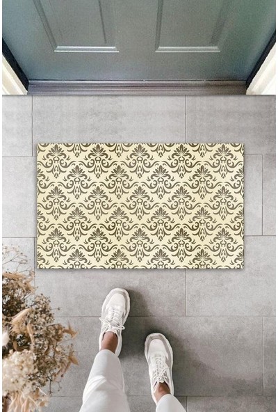 Daha Yok Mu Dekoratif Dijital Baskı Kahverengi Motif Dış Mekan Paspas K-2085