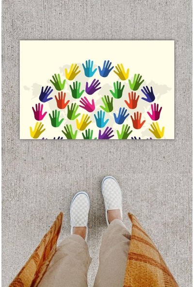 Daha Yok Mu Dijital Baskı Dekoratif El Çok Renkli Kapı Önü Paspası K-1259 Daha Yok Mu Dijital Baskı Dekoratif El Çok Renkli Kapı Önü Paspası K-1259