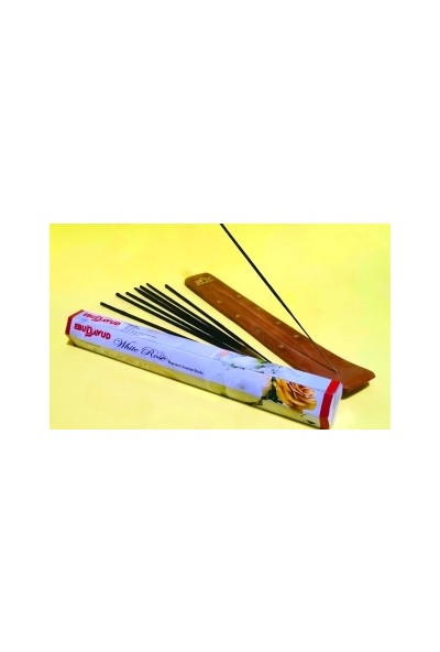 Beyaz Gül Kokulu 20 Çubuk Tütsü ve Tütsü Kayığı Beyaz Gül Kokulu 20 Çubuk Tütsü ve Tütsü Kayığı