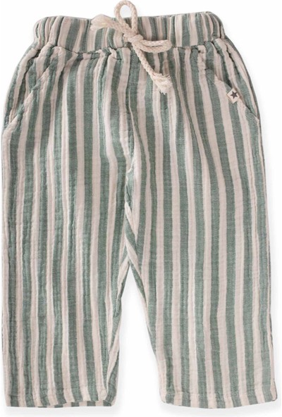 Cigit Müslin Pantolon 1-7 Yaş Yeşil Çizgili