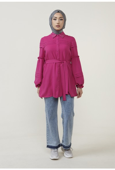 SETRMS Fuşya Kemerli Düğme Detaylı Bluz 2225020 SETRMS Fuşya Kemerli Düğme Detaylı Bluz 2225020